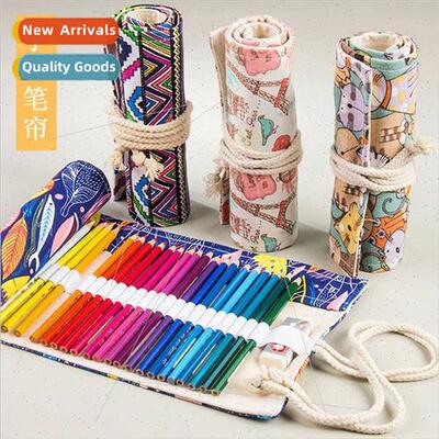 Handmade canvas pen curtain 36/48/72 holes large-capacy roll