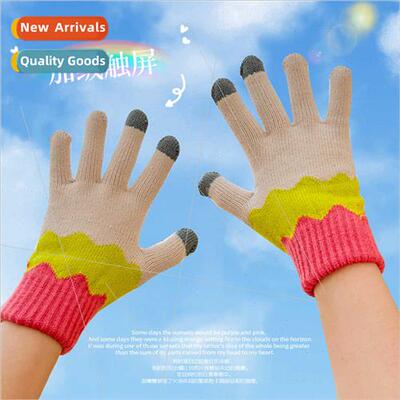 Woolen gloves women outdoor warm padded thickened anti-cold