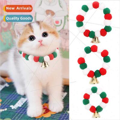 New Pet Colorful Christmas Cat Dog Ball Collar Stchy Pet Chr