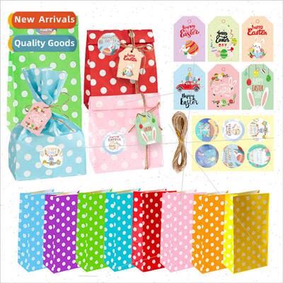 Vintage Creative Kraft Paper Bags Colorful Dots Waves Easter