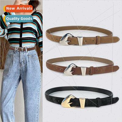 Frosted cowhide women leather belt decorative casual pants j