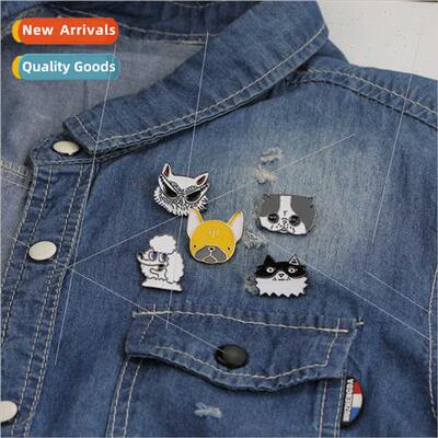 Korean  cute cartoon multiple expression dog cat brooch