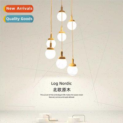 Japanese log staircase chandelier retro loft apartment simpl