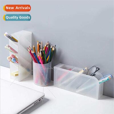 Desktop organizer transparent pen container frosted simple o