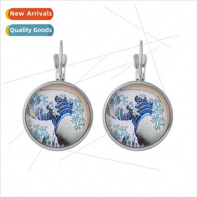 New Accessories Sea Waves Time Gemstone Men Stud Earrings Me