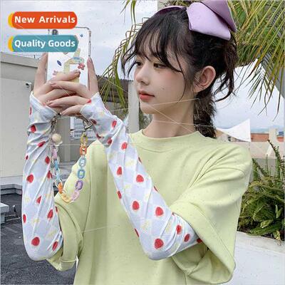 2022 Korean  new summer fru pattern ice silk ice sleeve fema