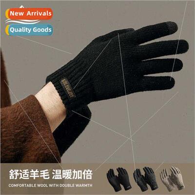 Autumn winter knted wool gloves men women warm outdoor cycli