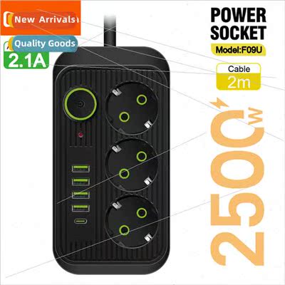 EU Plug AC Outlets Multap Socket Extension Cord Electrical