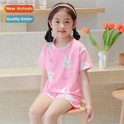 Summer children cotton thin short-sleeved shorts set middle