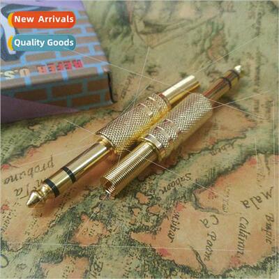 Gold-plated metal 6.35 audio plugs stereo 6.5 header solderi