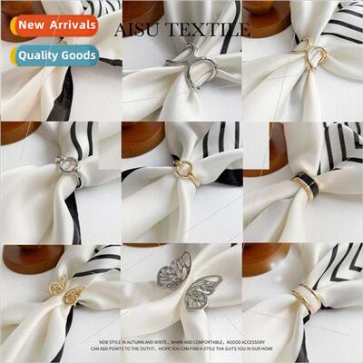 New simple light  ring scarf buckle French vintage scarf acc