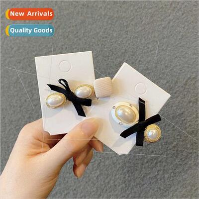 Korea wind hair clip imation pearl black bow baroque court s