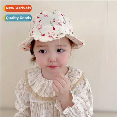 Children summer sunscreen hollow cap large brim female asure