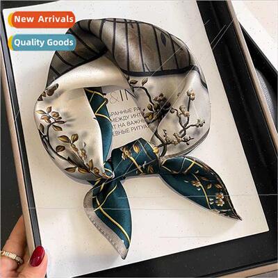 Ancient retro printing small square scarf silk satin silk sc
