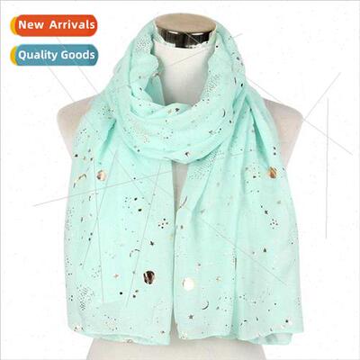 New moon stars hot gold scarf air condioning shawl thin bali