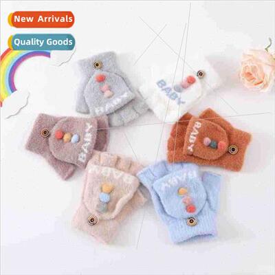 New English padded children flip gloves cartoon warm windpro