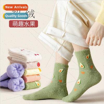 Mink socks women mid-calf socks winter padded thickened furr