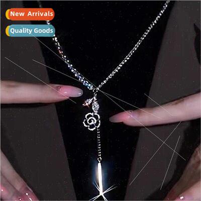 Zirconia Flower Leaf Diamond Encrusted Necklace che Fashion