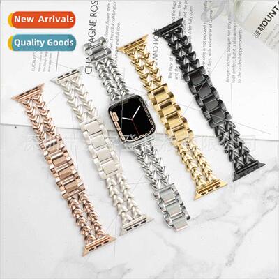 适用apple double row love stainless steel metal watch bapple