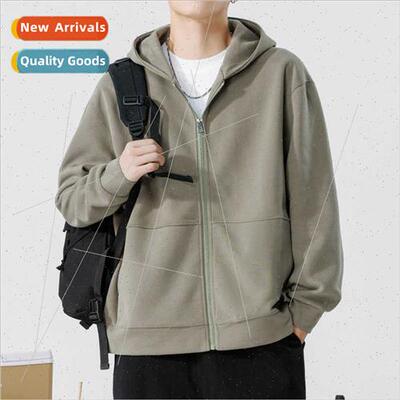 Cardigan hooded sweater men 2023 autumn winter new solid col