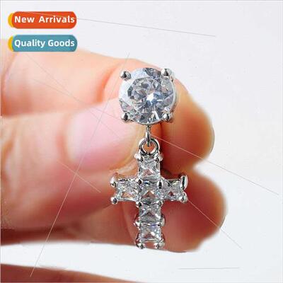 New Europe fashion posive inverted zirconia navel nail cross