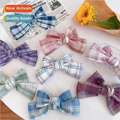 Korean  large bow hair clips spring clip girls students temp