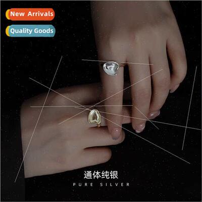S925 silver Korea irregular concave glossy ring female simpl