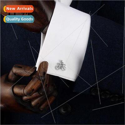 Fun cycling bike shape cufflinks electroplated silver French