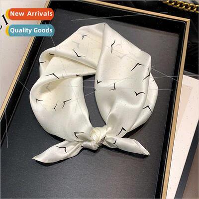 Mulberry silk small square scarf 2023 summer Korean  printed