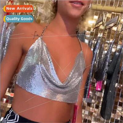 LH4019 Europevest Sequins Shiny Diamonds Spaghetti Strap Nec