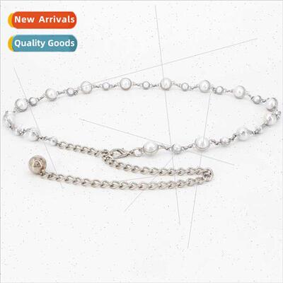 atmosphere pearl belt decorated dress sub sweater simple fou