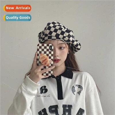 Apparent face small ins checkerboard checkerboard beret fema