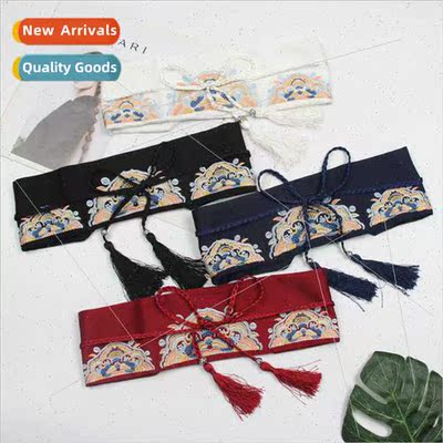Chinese totem auspicious clouds embroidery cloth  tie waist
