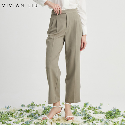 VIVIAN LIU TR2415010梅春女装新款时尚插兜显瘦直筒休闲长裤