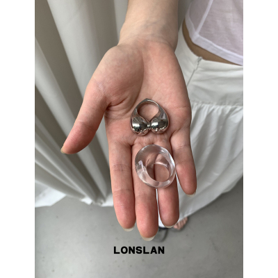 LONSLAN ACC 2025ss设计感桃心立体重工戒指百搭食指戒