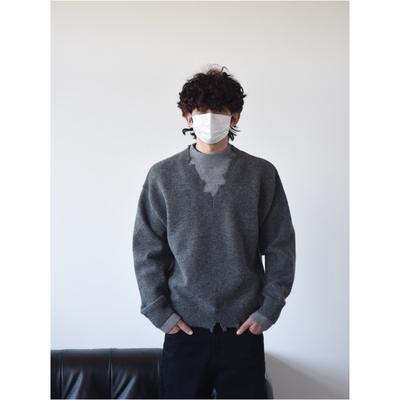 X1617宽松套头字母针织衫毛衣