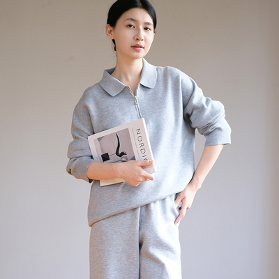 那禾新品POLO领针织衫长袖半开拉链上衣女ND53TH5745