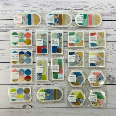 日本kingjim锦宫COFFRET彩妆盘系列 彩色透明离型纸手帐素材贴纸