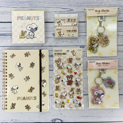 日本sunstar史努比&cuddly系列圆珠笔自动铅笔文件夹付笺便签本