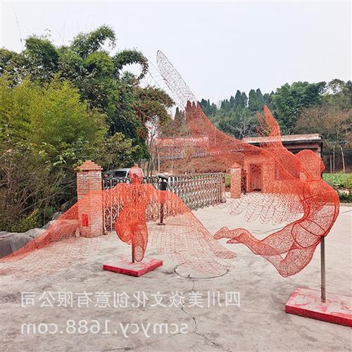公司制作不锈钢丝编织人物雕塑装置艺术景观道具不锈钢锻造摆件