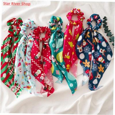 Fashion Christmas Print Hair Scrunchies Hair Rope for Women