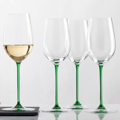 RIEDEL翡翠杆SOMMELIERS黑领结人工吹制彩杆水晶绿杆白葡萄酒杯