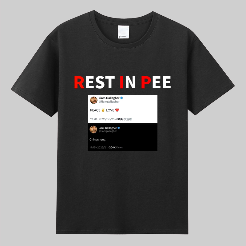 liam rest in pee绿洲oasis主唱去世rip纯棉短袖T恤宽松上衣服恤