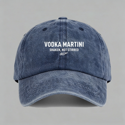 Vodka martini Shaken not stirred詹姆斯棒球帽水洗做旧鸭舌帽子