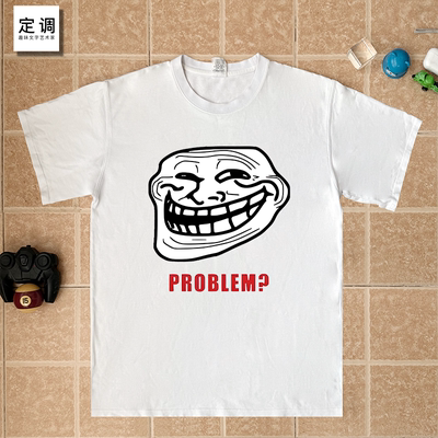 TROLLFACE MEME鬼脸表情包搞怪短袖T恤男女童宽松上衣服体恤潮