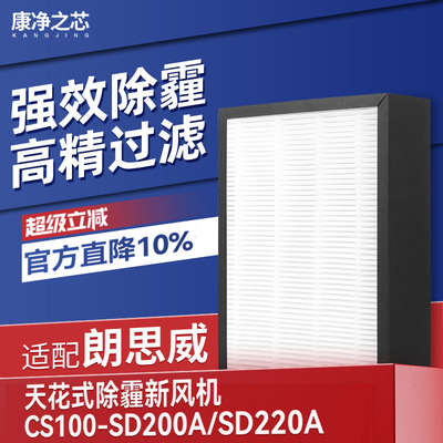 适配万科朗思威新风滤芯CS100-SD200A/220A高效过滤网YG0904/0925