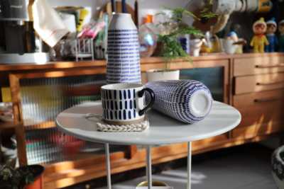 Taste of time新款欧式花屏一北欧风蓝点摩洛哥轻奢复古陶瓷花瓶