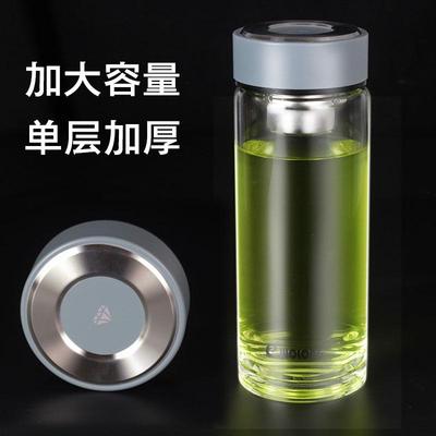 卧龙玻璃杯单层加厚男女大容量便携过滤小巧泡茶个人专用喝水杯子
