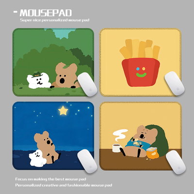 可爱dinotaeng 柿子熊鼠标垫小号加厚锁边迷你笔记本电脑便携垫花