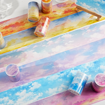 天空云境系列PET防水胶带 彩色云朵主题手账装饰素材造景循环贴画